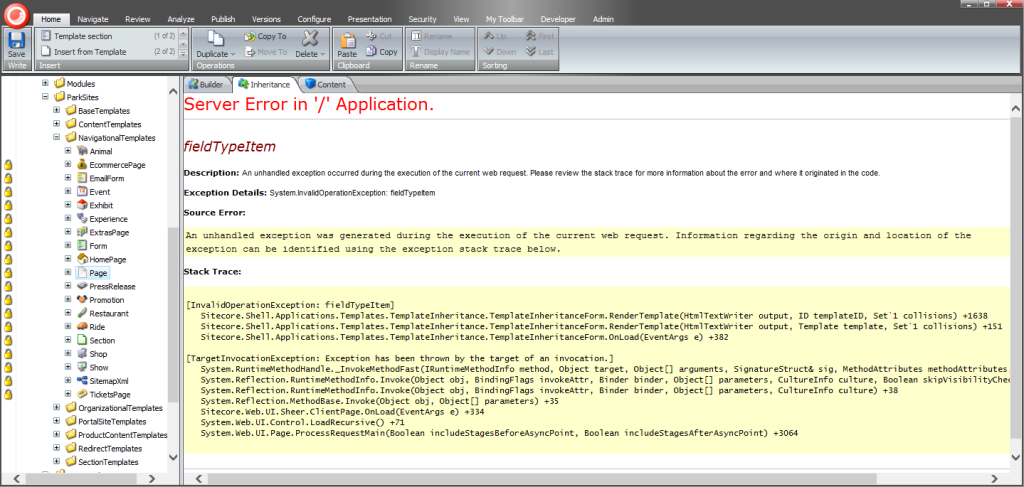 Sitecore System.InvalidOperationException: fieldTypeItem YSOD | ASCII(63) Software